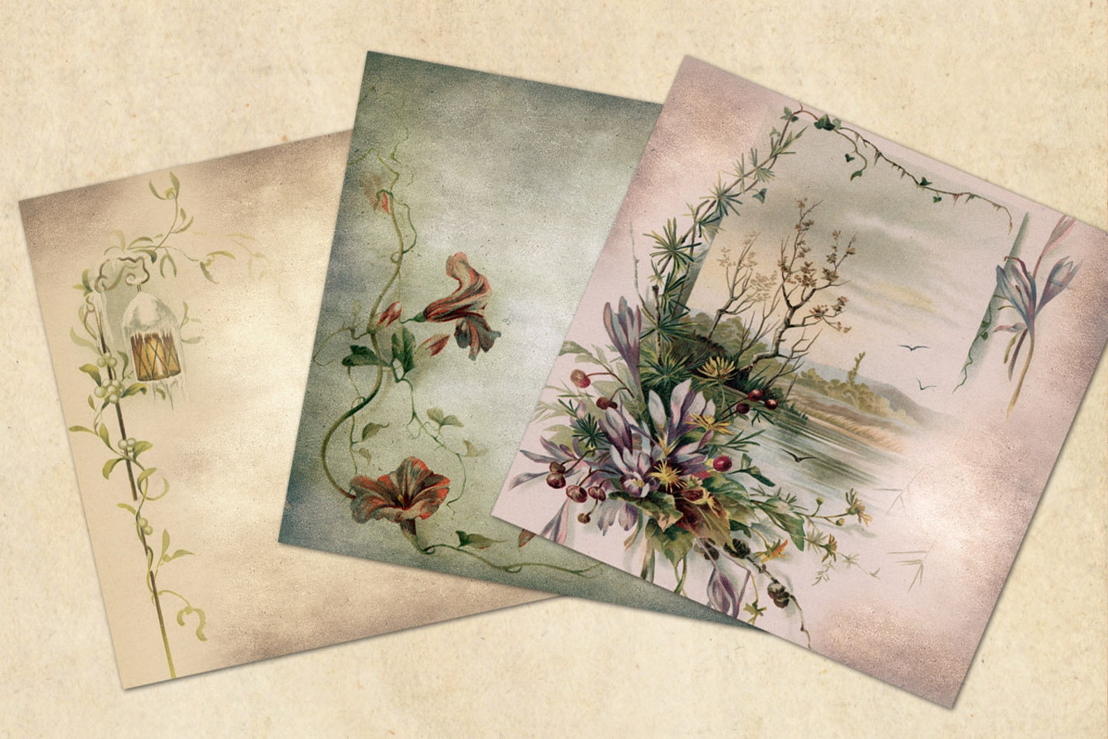 Memory of Flowers Digital Paper Vintage Floral Printable - Etsy