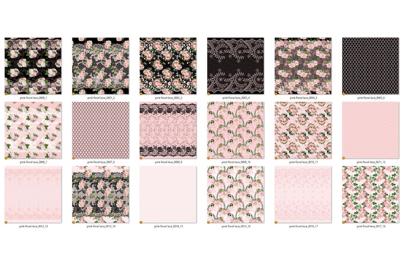 Pink Floral Lace Digital Paper, Seamless Flower Patterns (digital ...