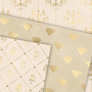 Ivory and Gold Princess Digital Paper, Seamless Fairy Princess Patterns ...