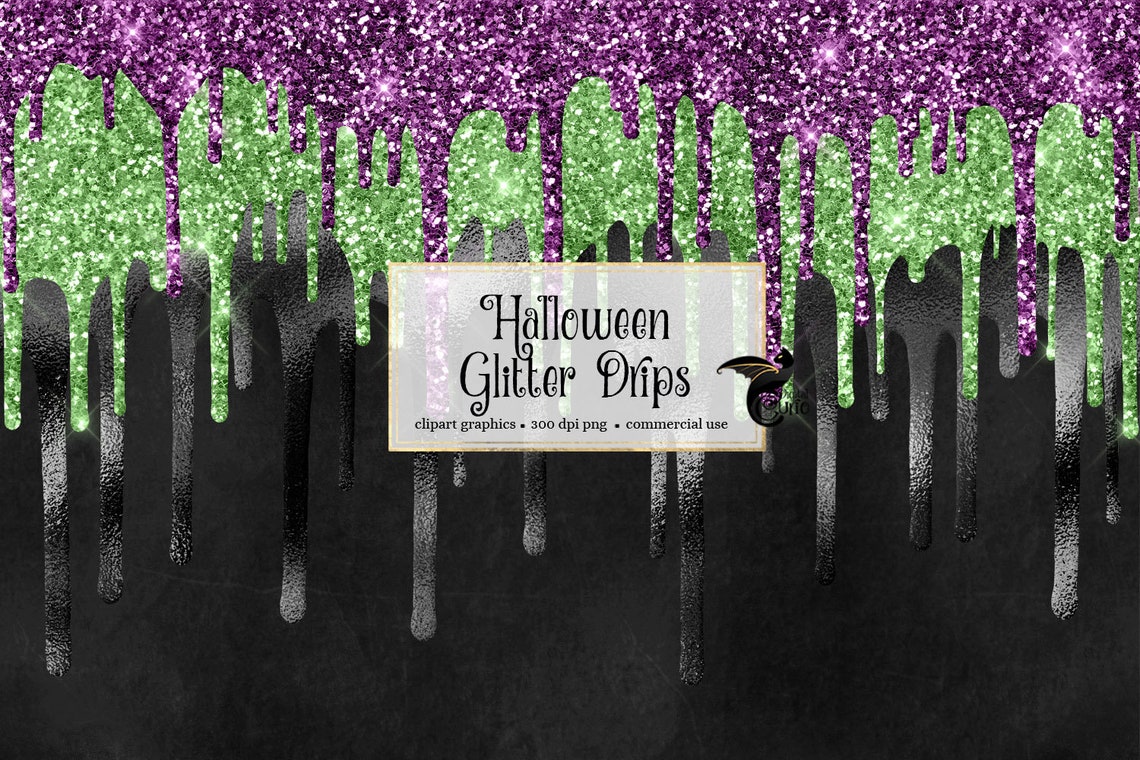 Halloween Glitter Drips Clipart Sparkling Glitter Overlays - Etsy
