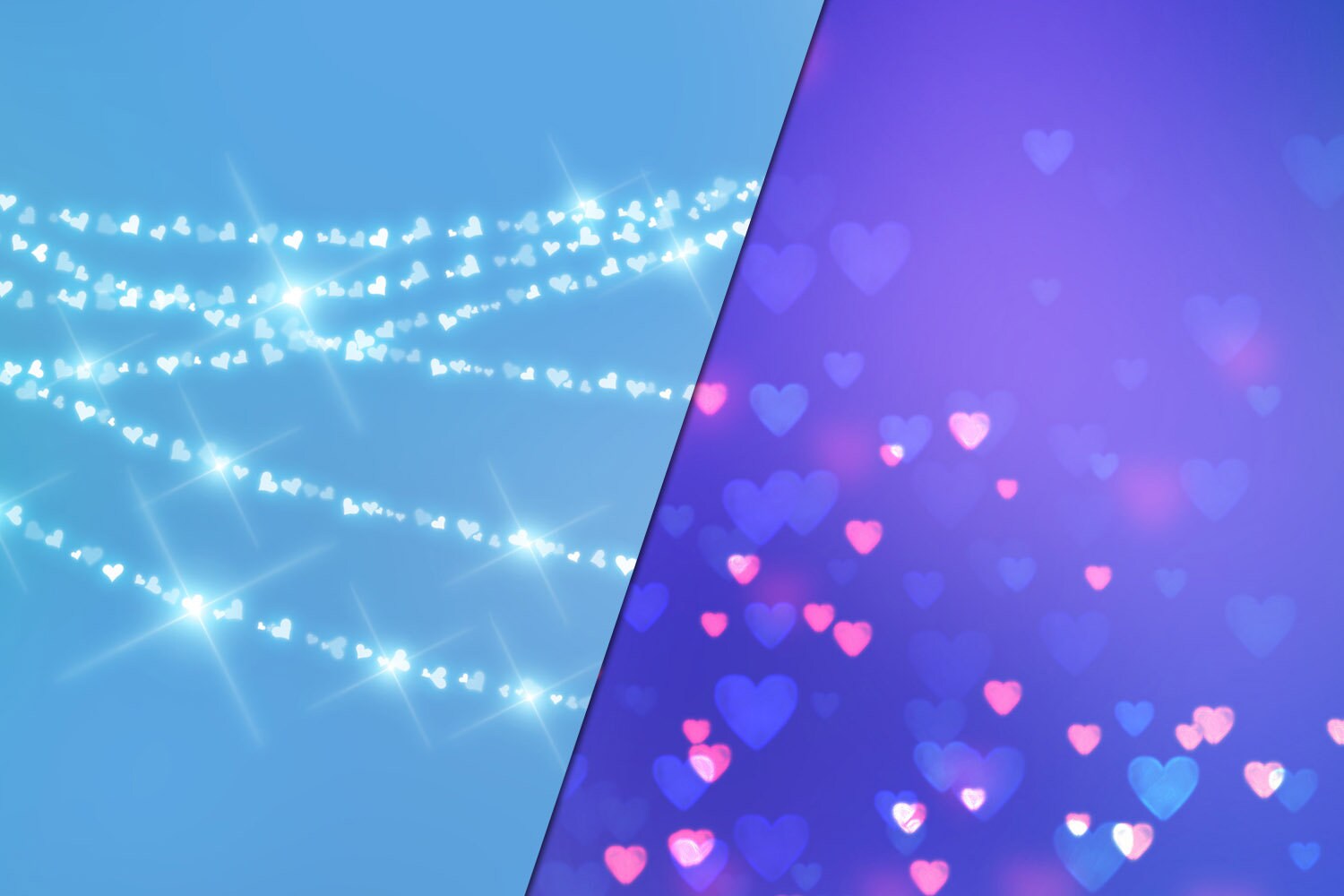 Blue Bokeh Digital Paper Printable Backgrounds With Hearts | Etsy Australia