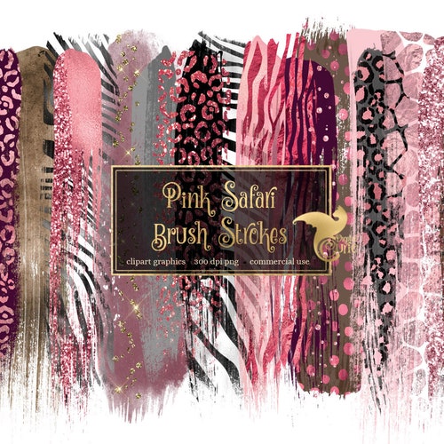 Rose Gold Paint Strokes Clipart With Rose Gold Glitter and - Etsy