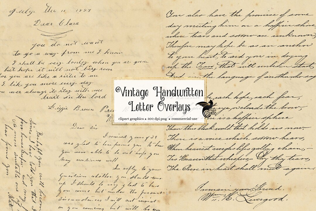 Vintage Handwritten Letter Overlays, Antique Ephemera (digital PNG) - Etsy