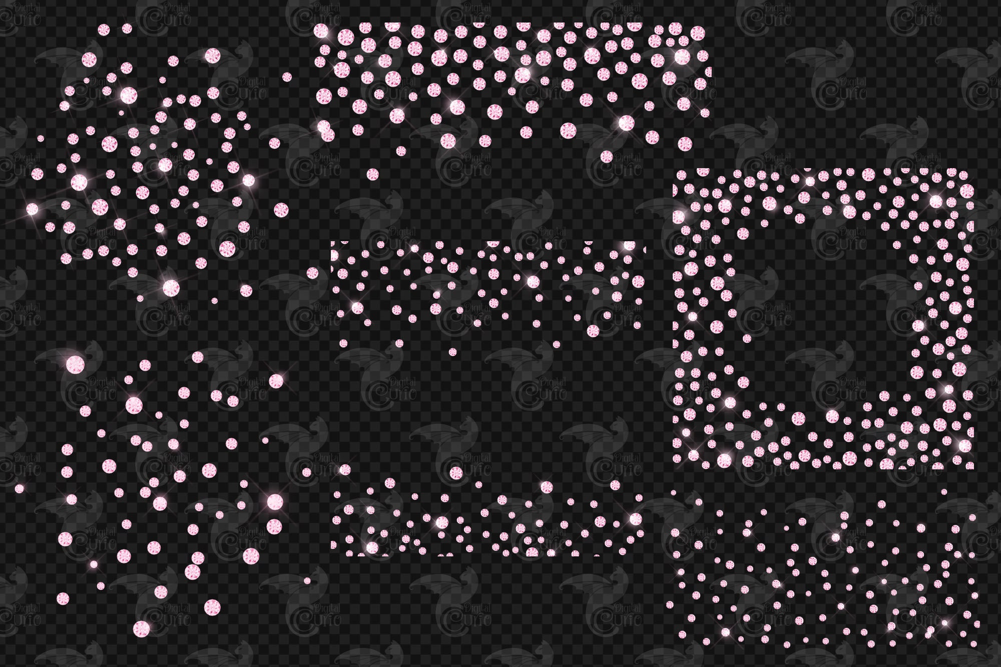 Pink Diamond Confetti Overlays Digital Diamond Clip Art Png | Etsy