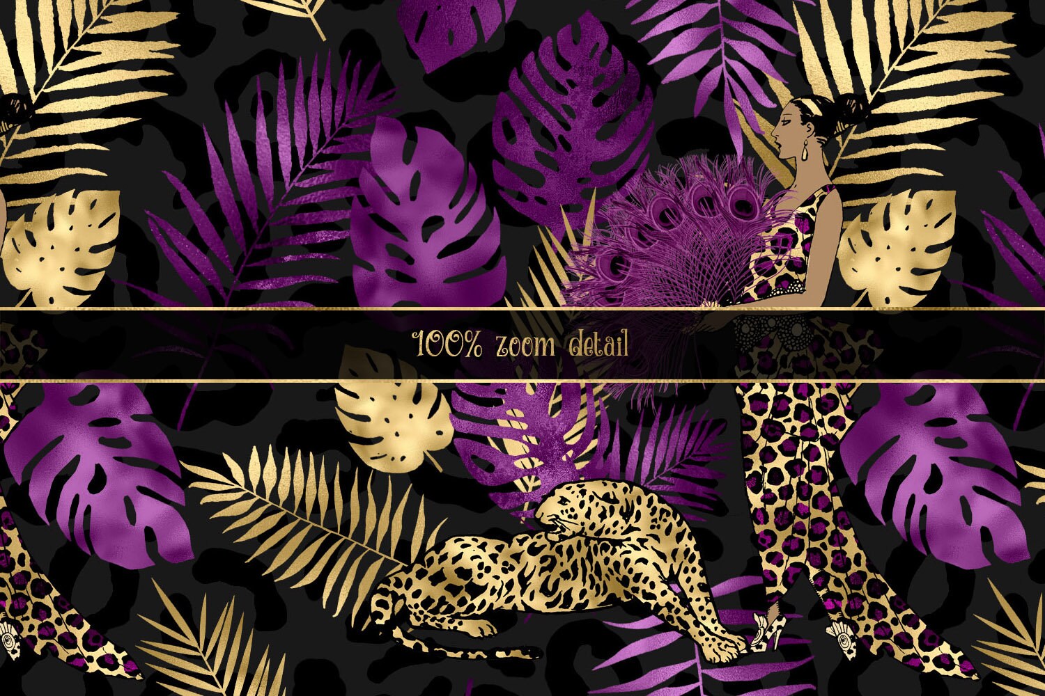 Purple and Gold Leopard Digital Paper Seamless Leopard Spot | Etsy