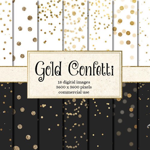 Gold Confetti Digital Paper Gold Foil Polka Dots Christmas - Etsy
