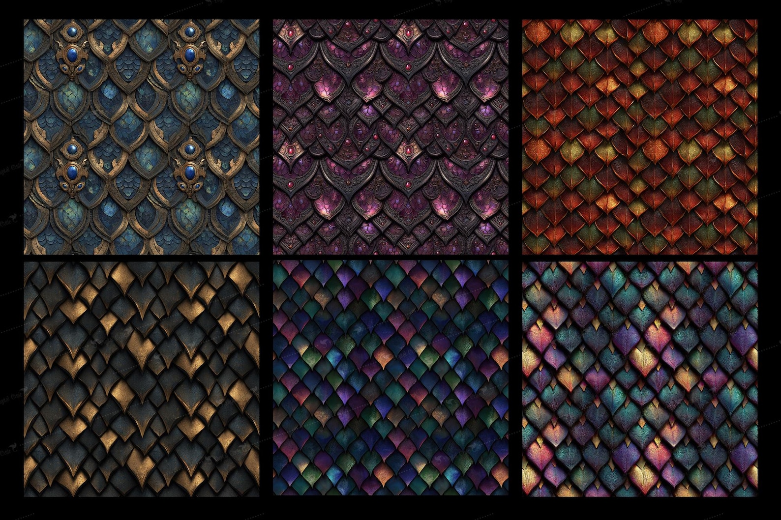 Dragon Armor Digital Paper, Seamless Serpent Scale Patterns (digital ...