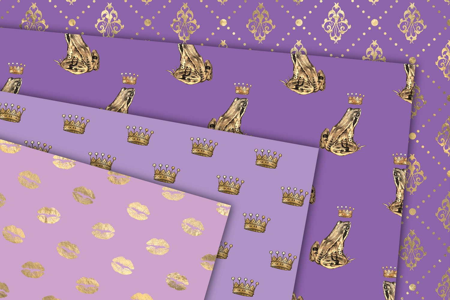 Purple and Gold Princess Digital Paper Seamless Princess - Etsy