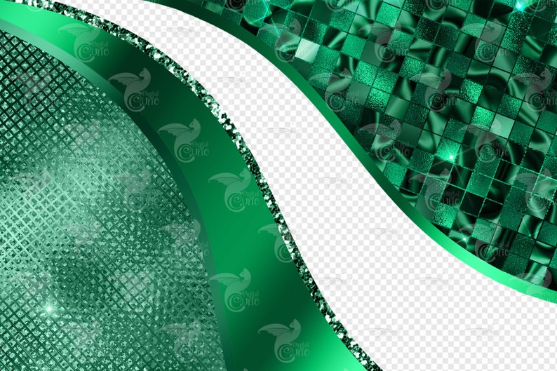 Emerald Wave Borders Clipart Seamless Glitter and Foil - Etsy