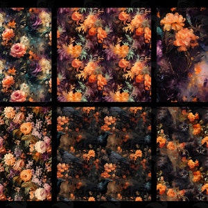 Rococo Halloween Digital Paper, Seamless Backgrounds Pattern Gothic ...