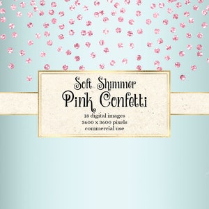 Soft Shimmer Pink Confetti Digital Paper With Rainbow Pastels Printable ...