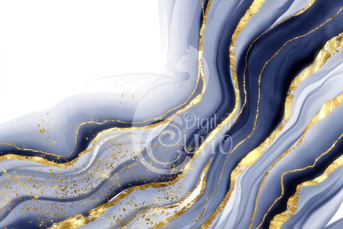 Blue Ink Geode Digital Paper Printable Scrapbook Paper With - Etsy