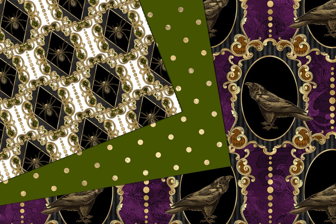 Ornate Halloween Digital Paper Seamless Gothic Patterns With - Etsy