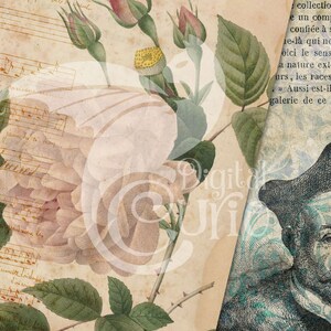 French Ephemera Digital Paper, Instant Download Vintage Scrapbook Paper ...