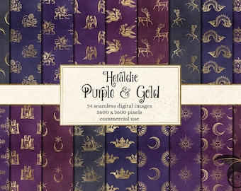 Heraldic Red and Gold Digital Paper Seamless Patterns - Etsy