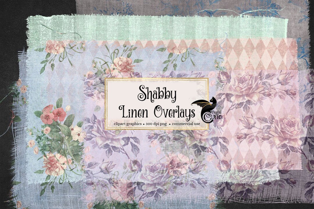 Shabby Chic Linen Overlay Textures, Floral Clipart (PNG) - Etsy