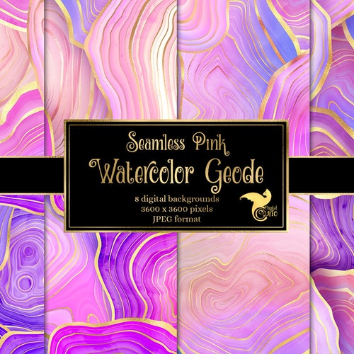 Pink Glitter Watercolor Digital Papers Commercial Use Instant - Etsy