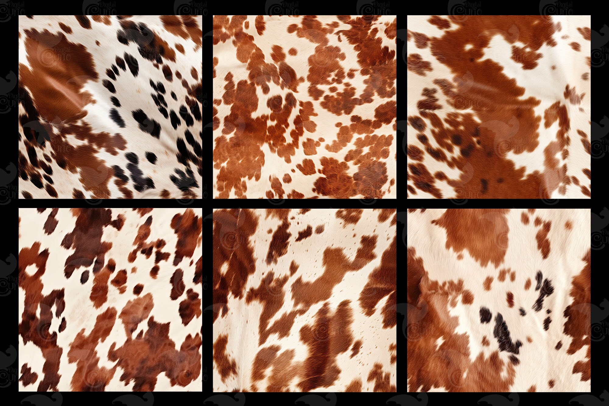 Cowhide Textures Digital Paper, Seamless Western Backgrounds (digital ...