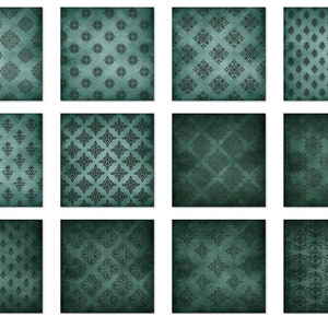 Teal Gothic Damask Digital Paper - Vintage Antique Grunge Textures With ...