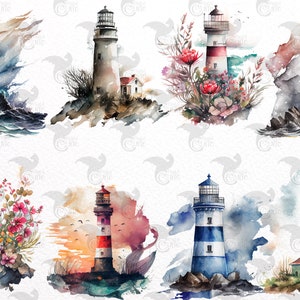 Watercolor Lighthouses Clipart - Cute Nautical Ocean Clip Art Graphics ...