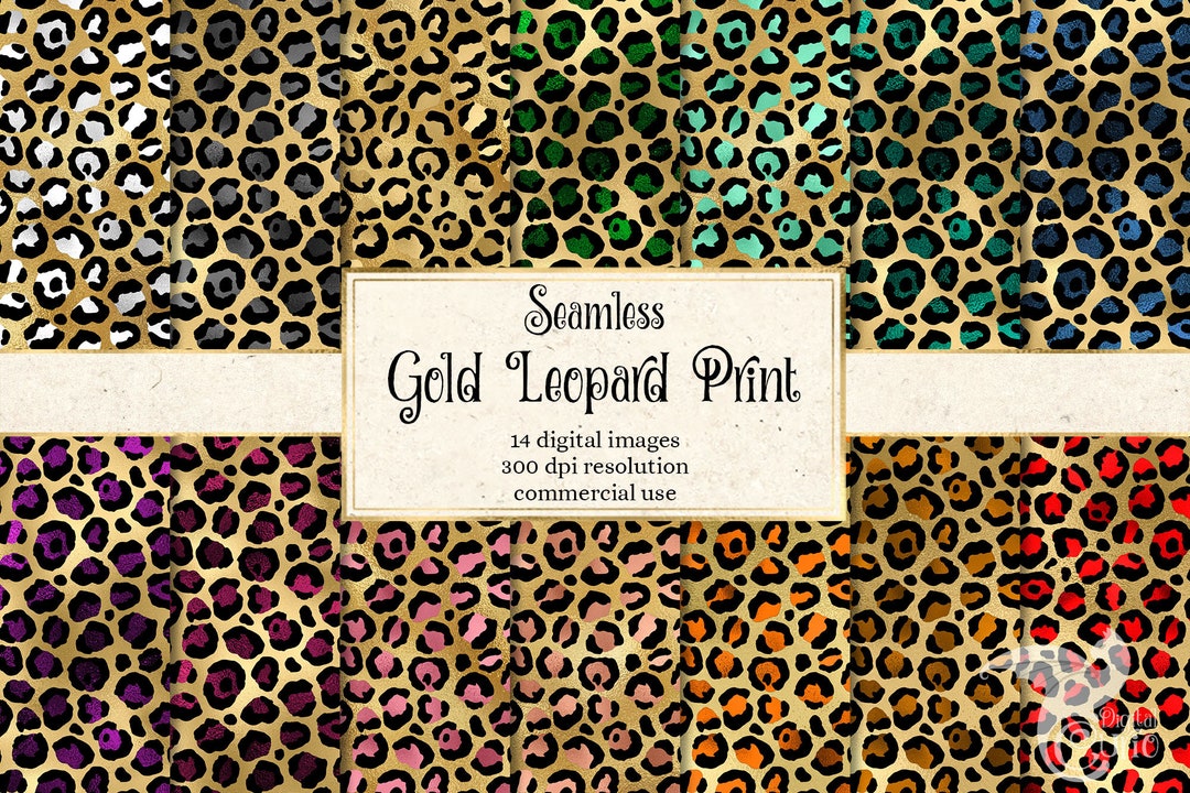 Gold Leopard Print Digital Paper, Seamless Cheetah Pattern (digital ...
