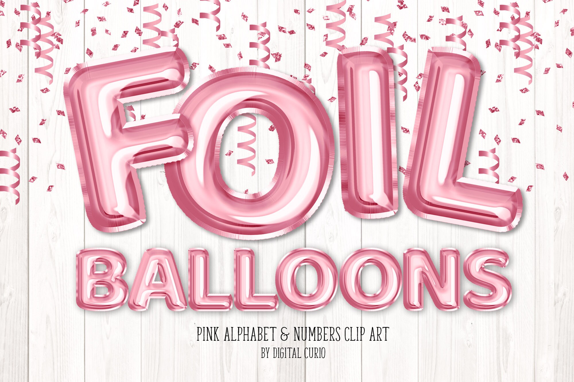 Pink Foil Balloon Alphabet Clip Art Digital Instant Download - Etsy