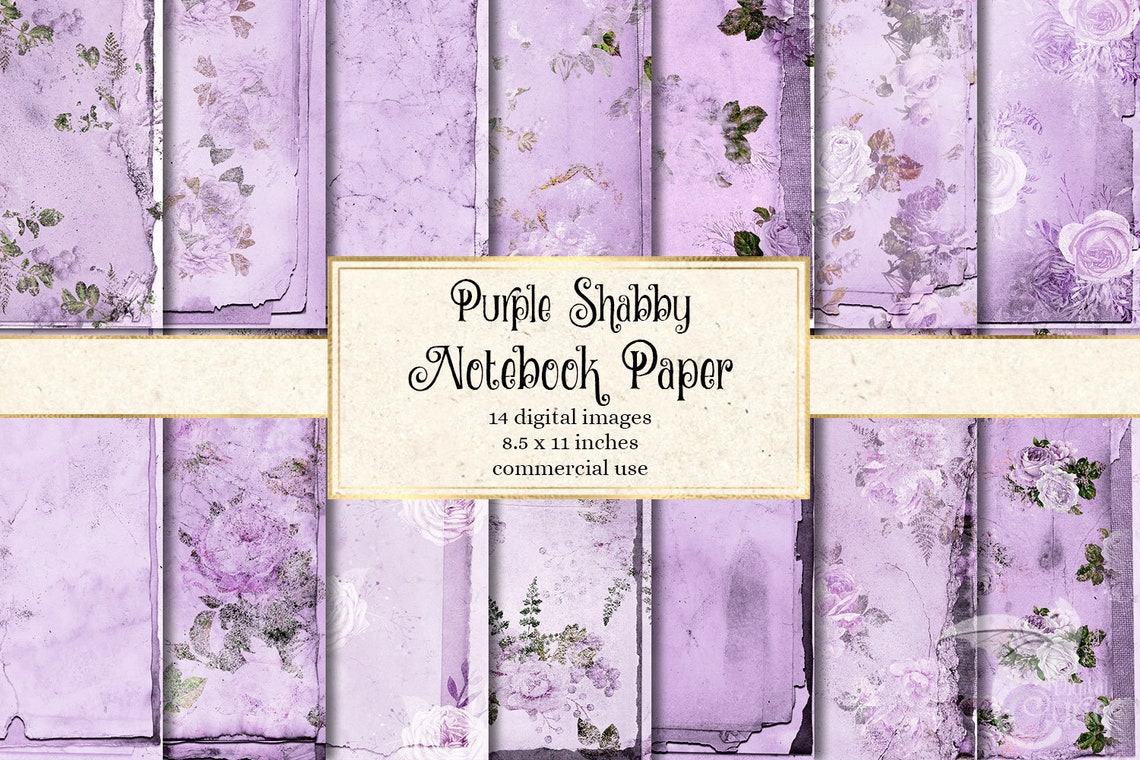 Purple Shabby Notebook Paper Notebook Digital Paper Grunge - Etsy