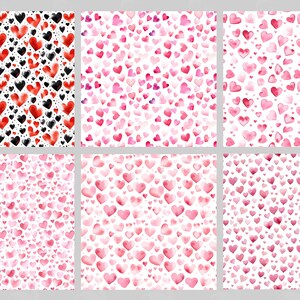 Watercolor Hearts Digital Paper, Seamless Valentine Printable (digital ...