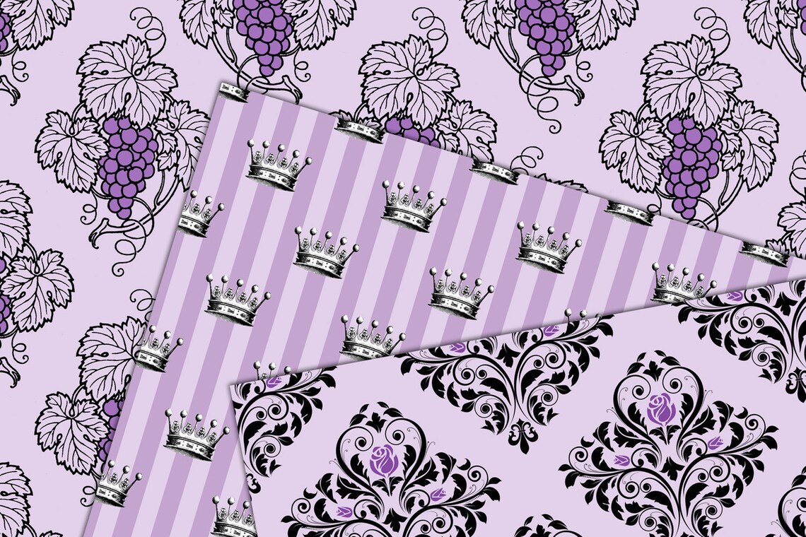 Purple Paris Digital Paper Seamless French Patterns With - Etsy