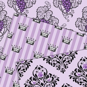 Purple Paris Digital Paper, Seamless French Patterns, With Eiffel ...