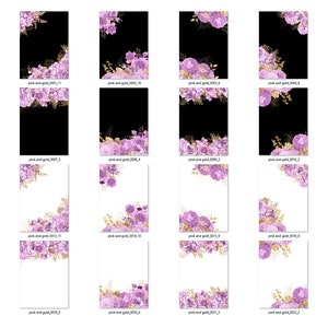 5x7 Lilac and Gold Floral Overlays for Invitations, Planners, Journal ...
