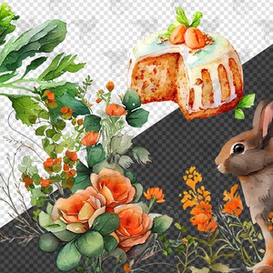 Watercolor Carrot Clipart – Bunny Rabbits & Cake Graphics (digital ...