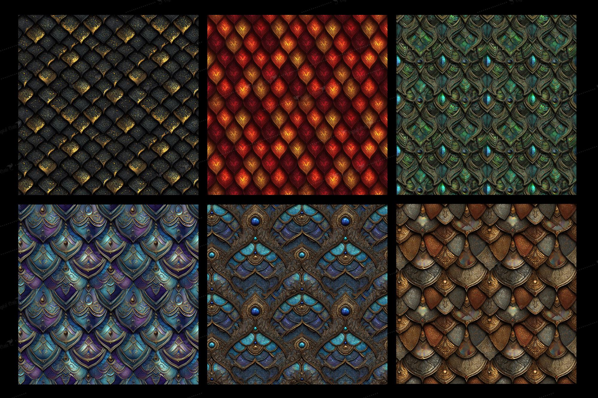 Dragon Armor Digital Paper, Seamless Serpent Scale Patterns (digital ...