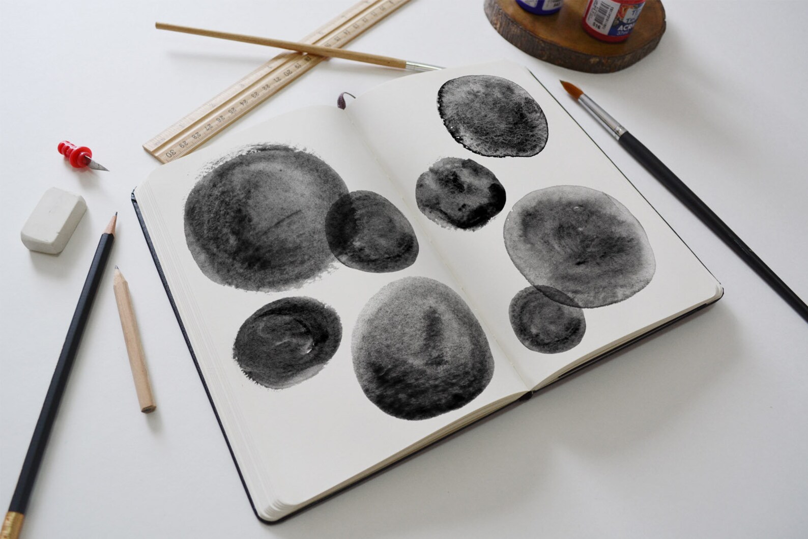 Black Watercolor Circles Clipart Watercolour Blobs in Black - Etsy