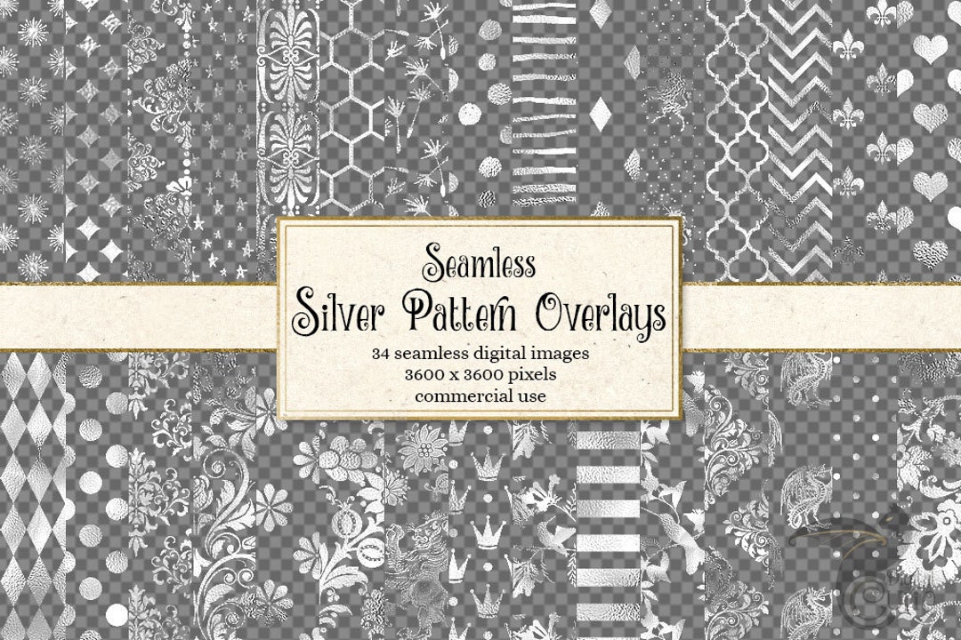Silver Foil Digital Paper Overlays, Seamless Patterns (digital Download ...