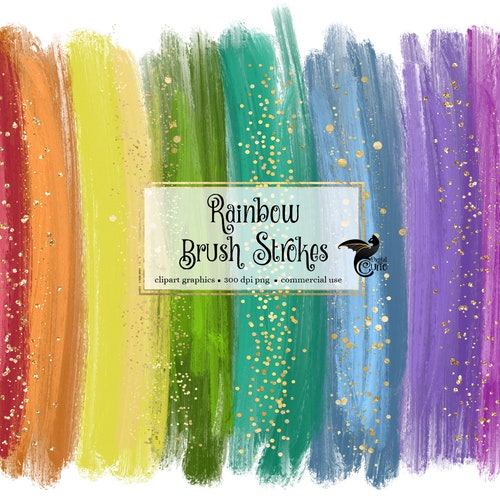 Rainbow Brush Strokes Clipart PNG Format 300dpi Rainbow - Etsy