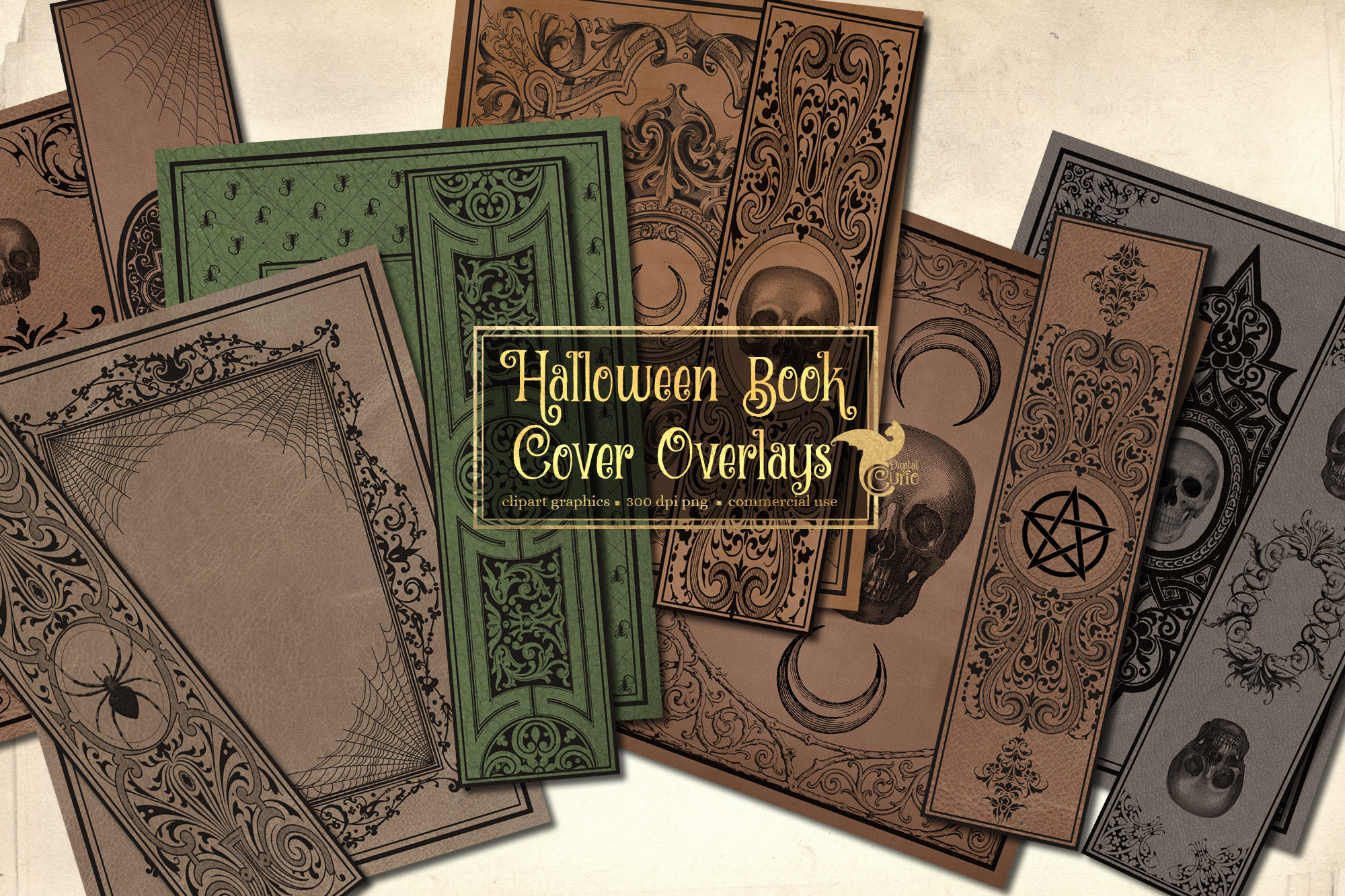 Halloween Book Cover Overlays Decorative Antique Book Covers Etsy