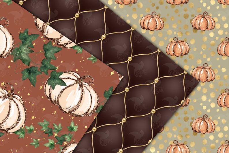 Pumpkin Spice Digital Paper Seamless Fall Patterns Printable - Etsy