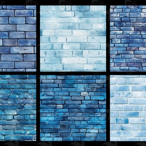 Blue Brick Textures Digital Paper, Seamless Rustic Brick Wall Digital ...