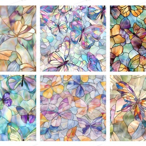 Butterfly Stained Glass Digital Paper, Seamless Printable Textures ...