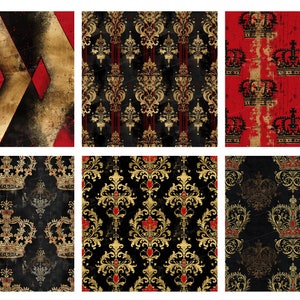 Distressed Royal Red and Gold Digital Paper - Seamless Printable ...