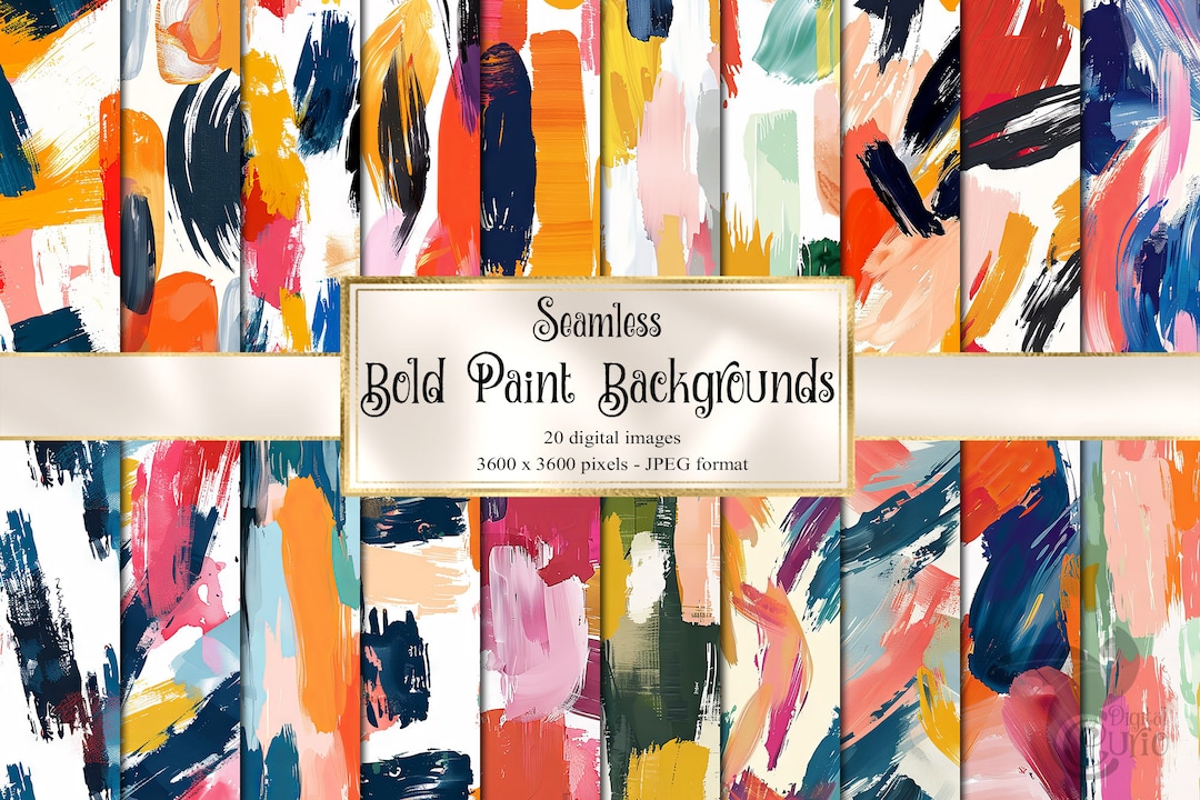 Bold Paint Backgrounds, Seamless Watercolor Paint Digital Paper ...