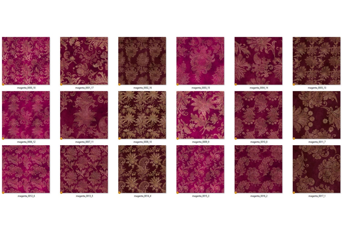 Magenta Floral Velvet Digital Paper Seamless Gold Damask - Etsy