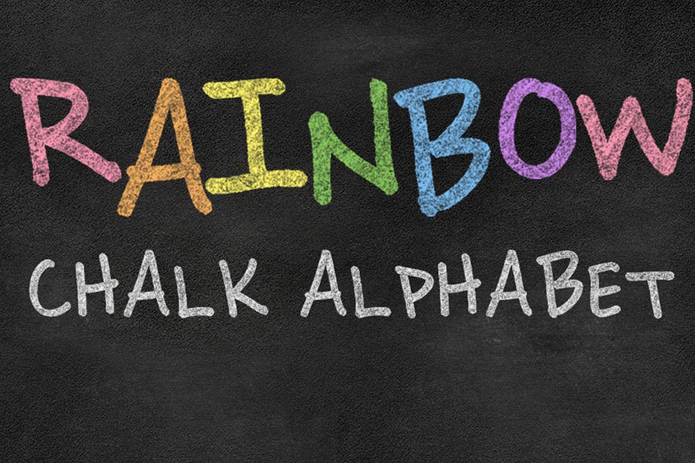 Rainbow Chalkboard Alphabet Clipart Chalk Style Letters and - Etsy UK