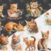 Watercolor Orange Cats Clipart - Cute Floral Tabby Cats and Kittens ...