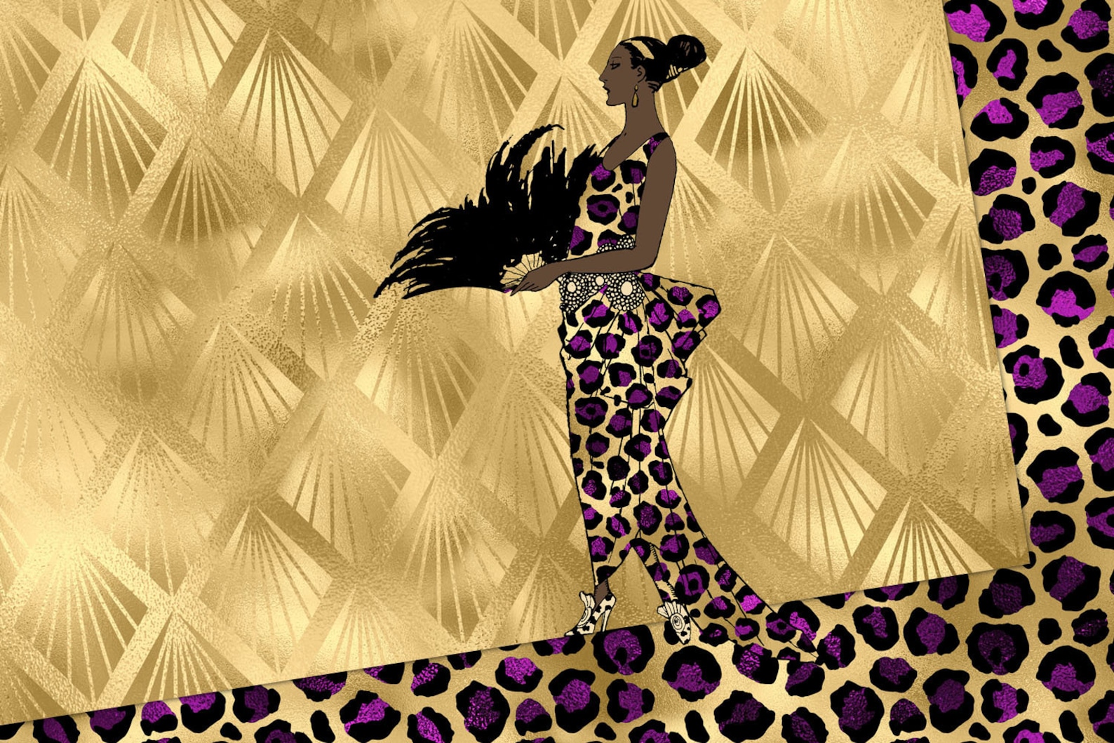 Purple and Gold Leopard Digital Paper Seamless Leopard Spot - Etsy