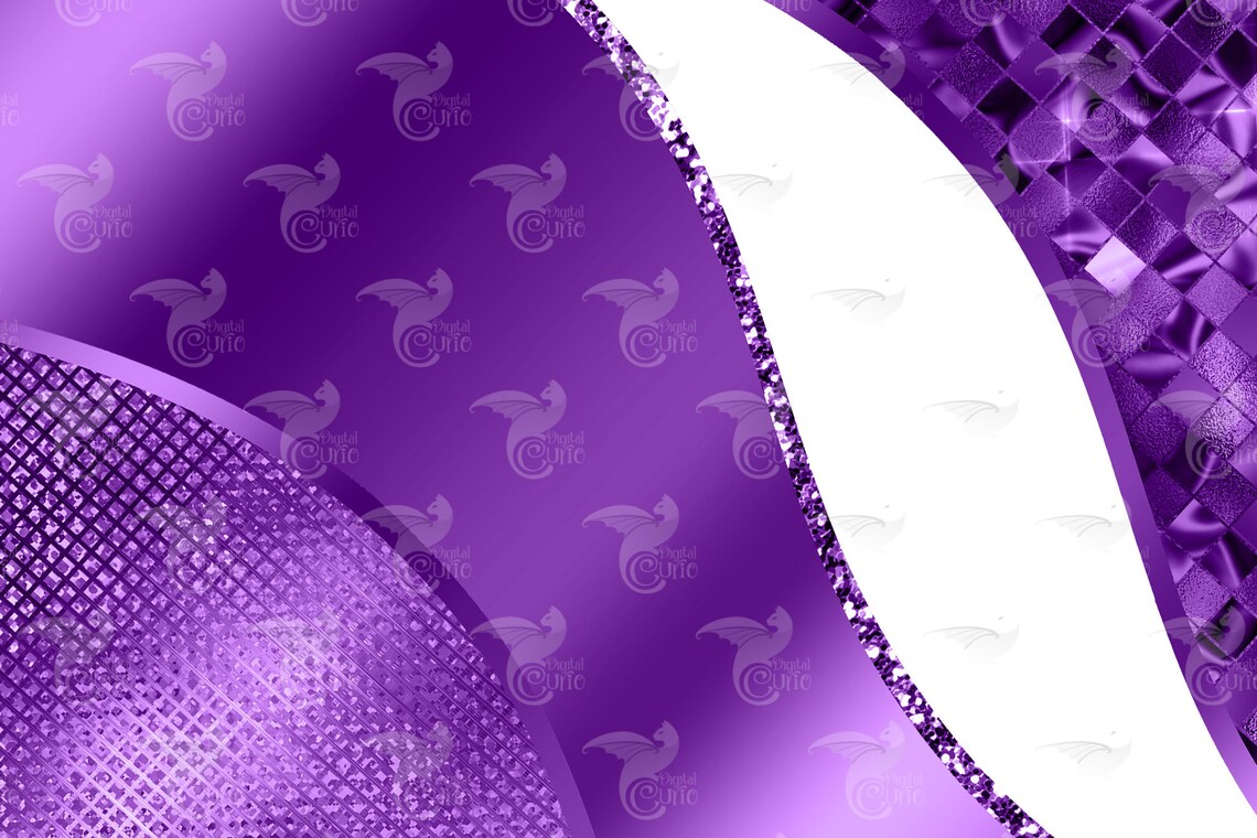 Purple Glam Wave Borders Clipart Seamless Glitter and Foil - Etsy