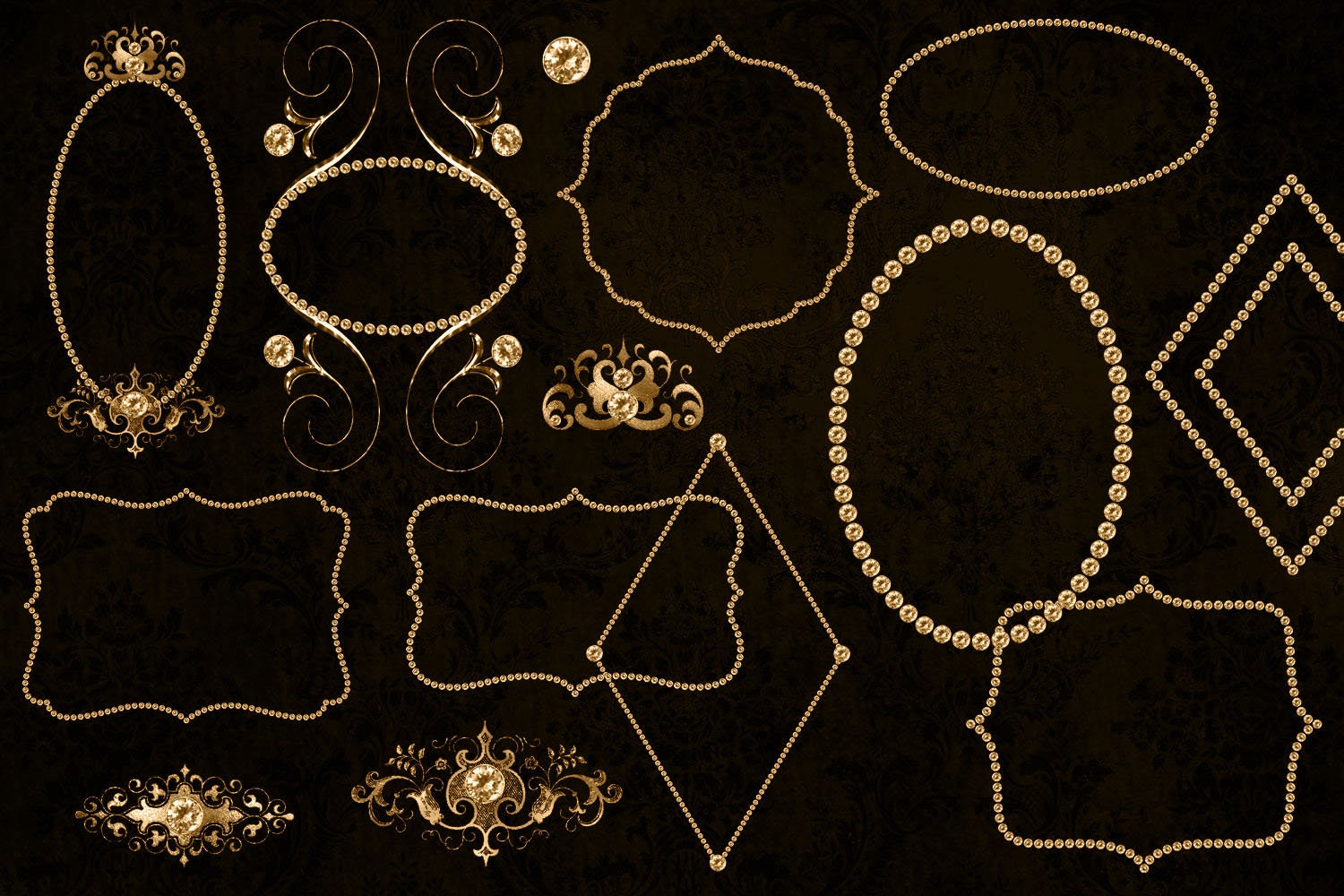 Gold Diamond Frames Clipart Antique Fancy Frame Clip Art - Etsy