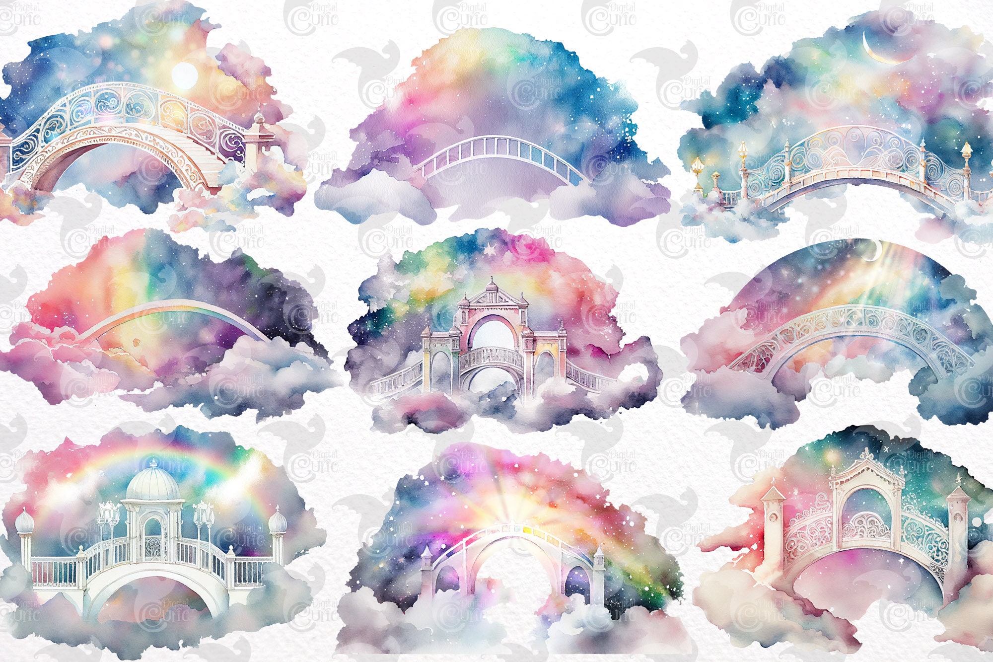 Watercolor Rainbow Bridge Clipart, Pet Memorial Graphics (digital ...