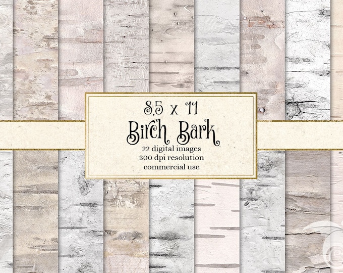 Black & White Birch Wood Grain Digital Paper Pack, Textured Scrapbook ...